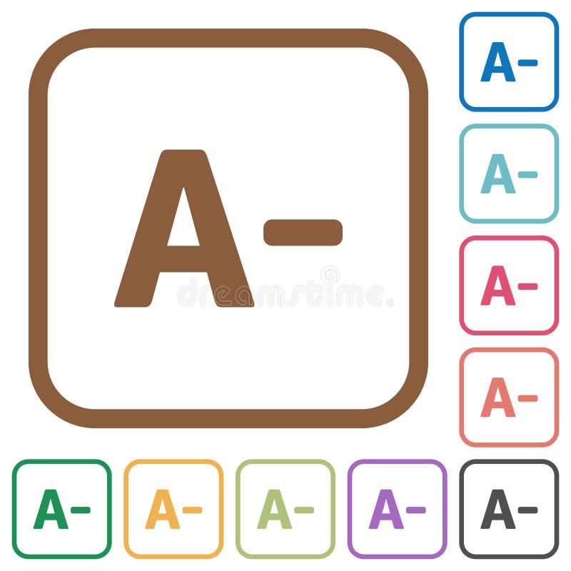 Decrease Font Size White Icons on Edged Square Buttons Stock Vector ...