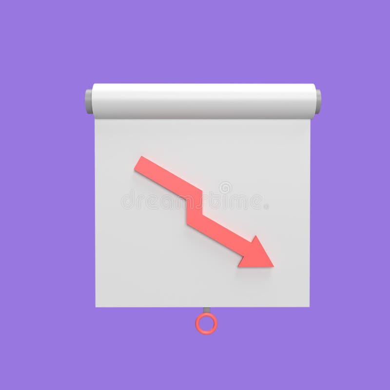 Decrease Graph 3d Icon Model Cartoon Style Concept. Render Illustration Stock Illustration ...