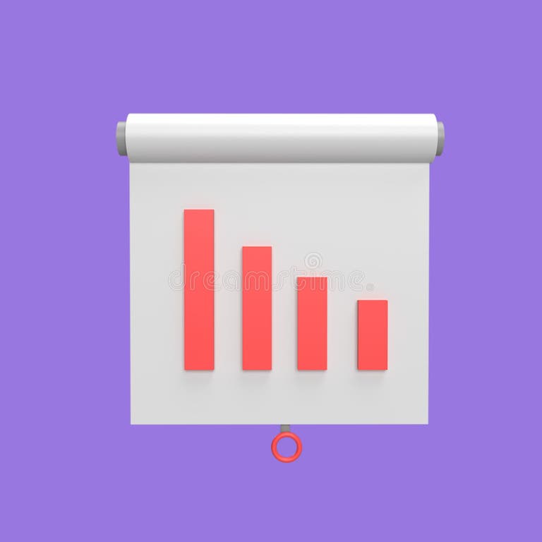 Decrease Graph 3d Icon Model Cartoon Style Concept. Render Illustration Stock Illustration ...