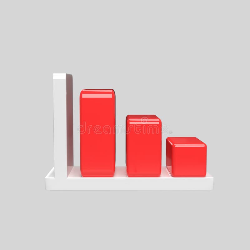 Decrease Graph 3d Model Cartoon Style. Render Illustration Stock Illustration - Illustration of ...