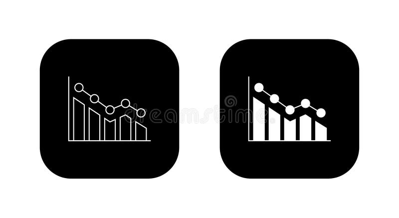 Decrease Graph Icon on Black Square. Statistic Concept Stock Vector - Illustration of graph ...