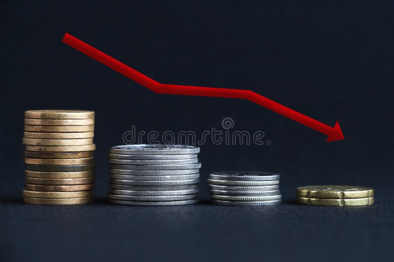 Decrease Graph Made of Stacked Coins Stock Image - Image of defaults ...