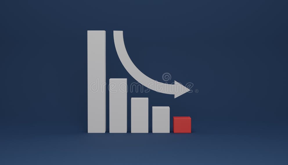 Decrease Graph with Point Down Arrow, Concept of Business Loss, 3D Rendering Illustration Stock ...