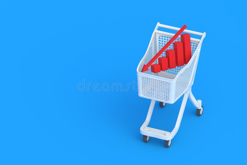 Decrease Graph with Red Arrow in Market Cart. Copy Space Stock Illustration - Illustration of ...