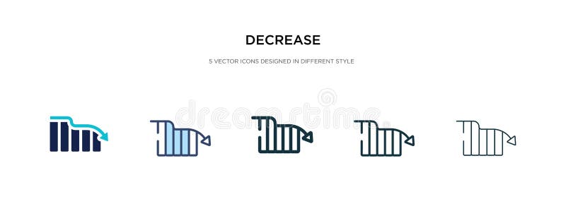 Decrease Icon in Different Style Vector Illustration. Two Colored and ...