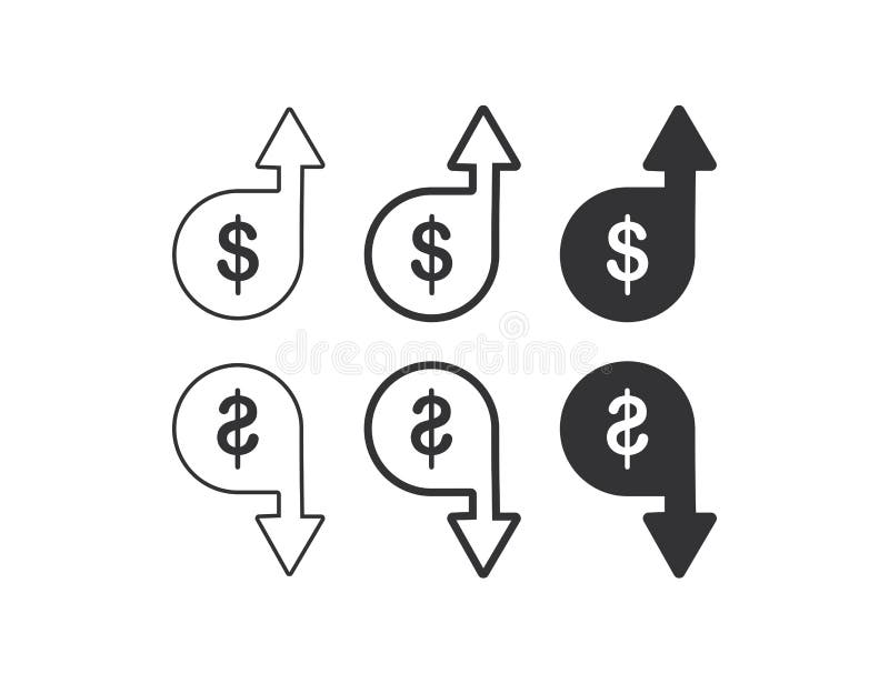 Decrease and Increase of the Dollar Icon Set. Investor Illustration Symbol Stock Vector ...