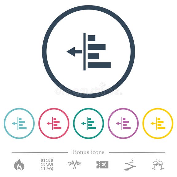 Decrease Left Indentation of Content Flat Color Icons in Round Outlines Stock Vector ...