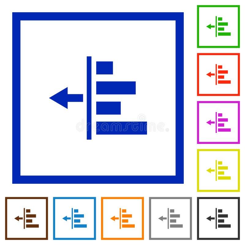 Decrease Left Indentation of Content Flat Framed Icons Stock Vector - Illustration of boxes ...