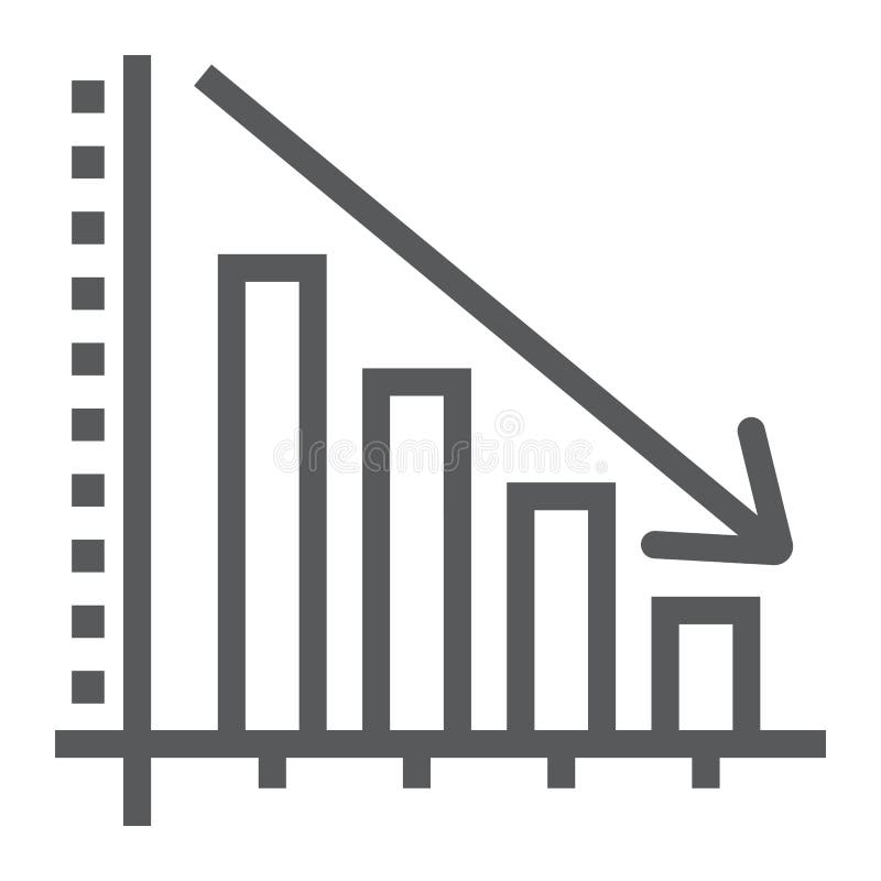 Decrease Thin Line Icon, Reduction and Analytics Stock Vector - Illustration of bankrupt, button ...
