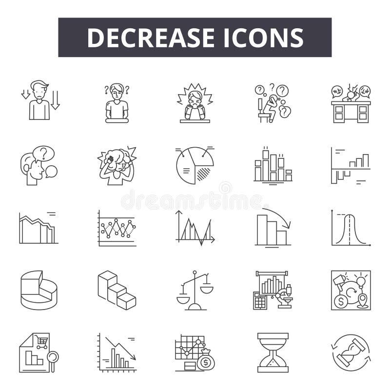 Decrease Line Icons, Signs, Vector Set, Outline Illustration Concept ...