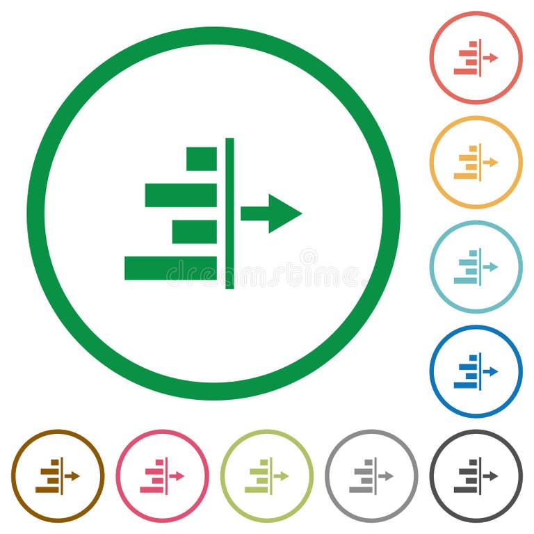 Decrease Right Indent Flat Icons with Outlines Stock Vector - Illustration of frames, green ...