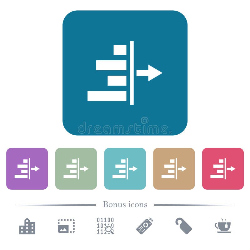 Decrease Right Indentation of Content Flat Icons on Color Rounded Square Backgrounds Stock ...