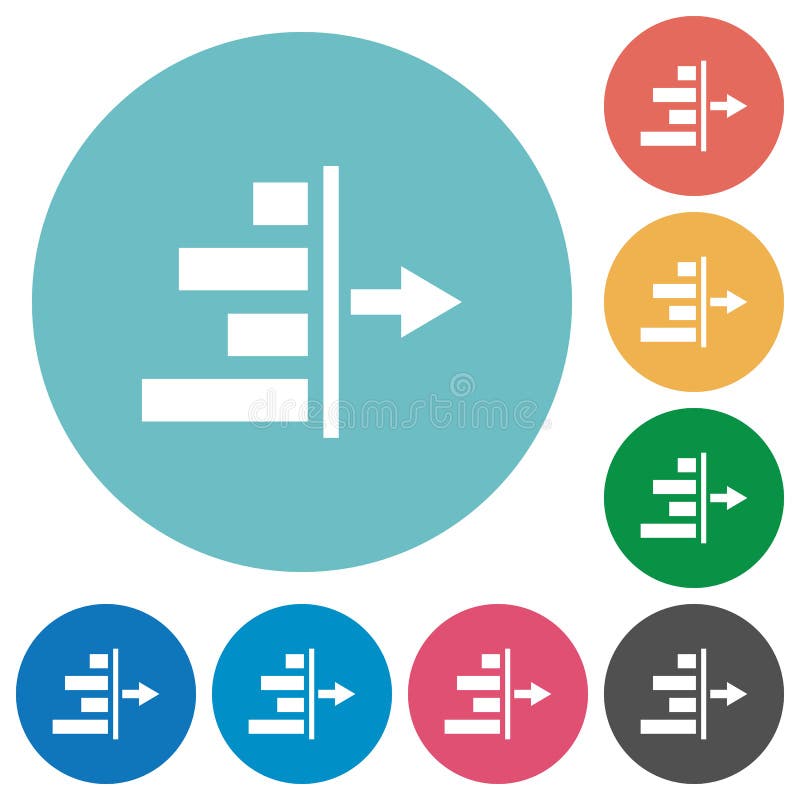 Decrease Right Indentation of Content Flat Round Icons Stock Vector - Illustration of colors ...