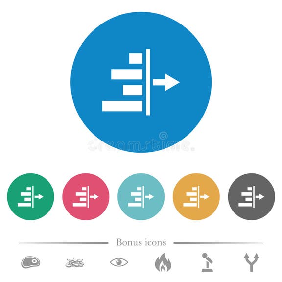 Decrease Right Indentation of Content Flat Round Icons Stock Vector - Illustration of arrows ...