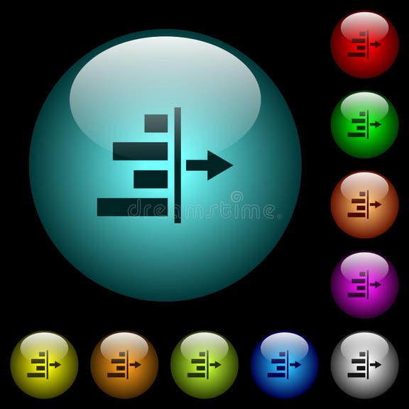 Decrease Right Indentation of Content Icons in Color Illuminated Glass Buttons Stock Vector ...