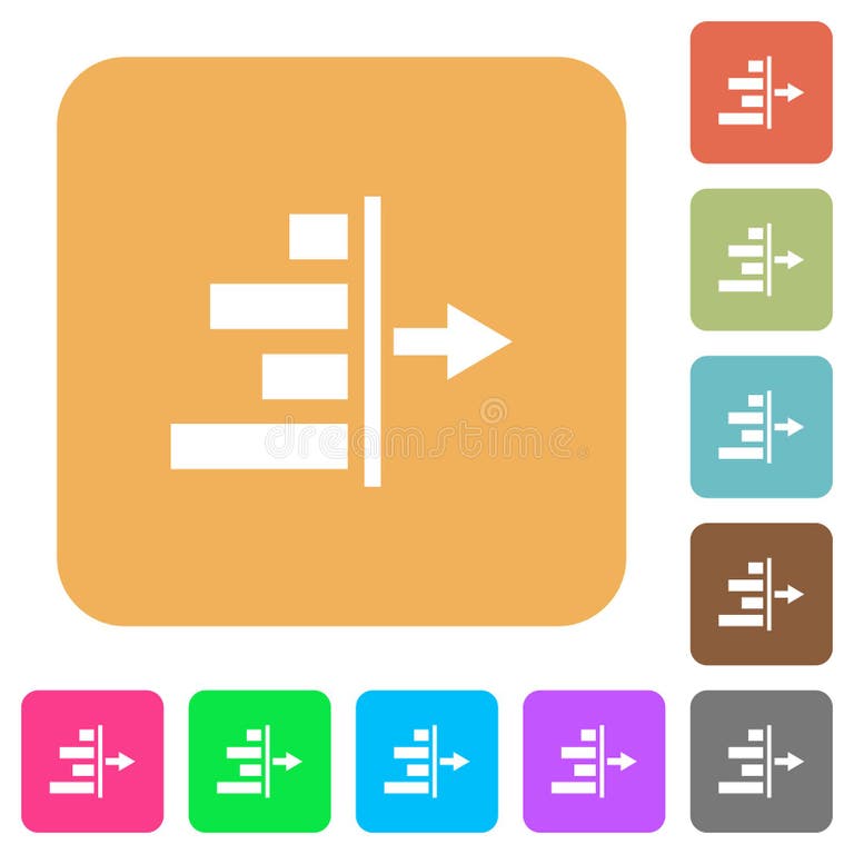 Decrease Right Indentation of Content Rounded Square Flat Icons Stock Vector - Illustration of ...