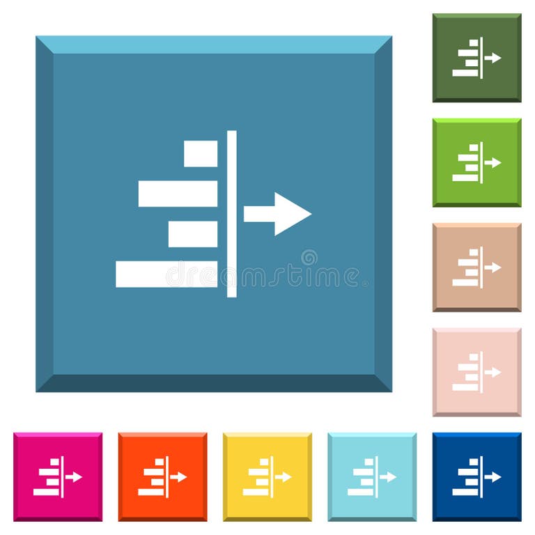 Decrease Right Indentation of Content White Icons on Edged Square Buttons Stock Vector ...