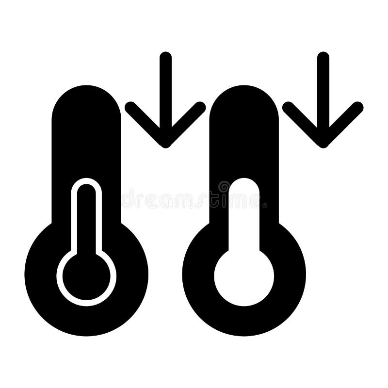 Decrease in Temperature Vector Icon. Black and White Thermometer, Meteorology Illustration ...