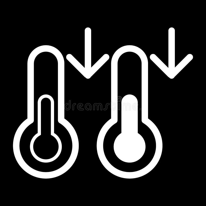 Decrease in Temperature Vector Icon. Black and White Thermometer ...