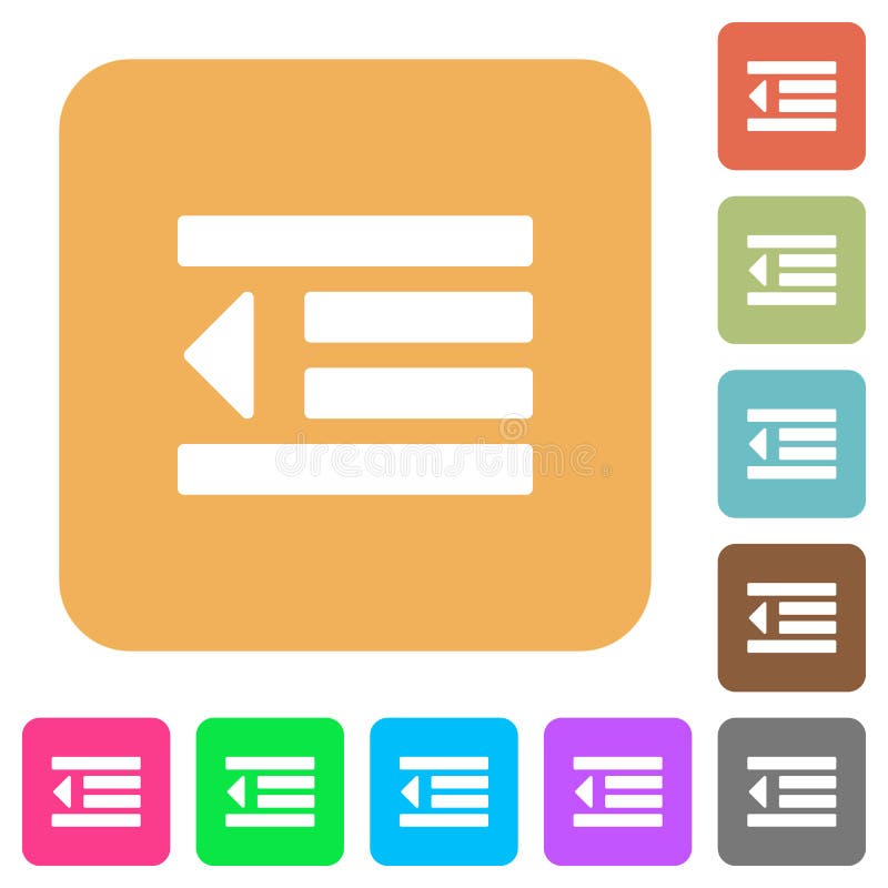 Decrease Text Indentation Rounded Square Flat Icons Stock Vector - Illustration of left, brown ...