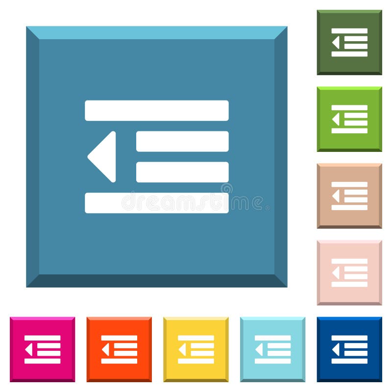 Decrease Text Indentation White Icons on Edged Square Buttons Stock Vector - Illustration of ...