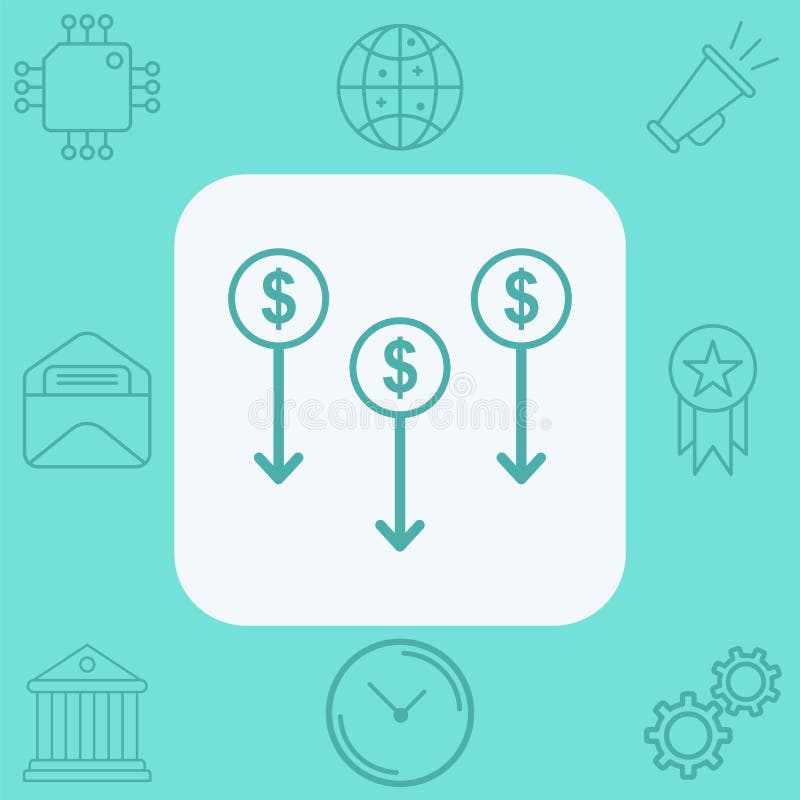 Decrease Vector Icon Sign Symbol Stock Illustration - Illustration of drop, icon: 149186334