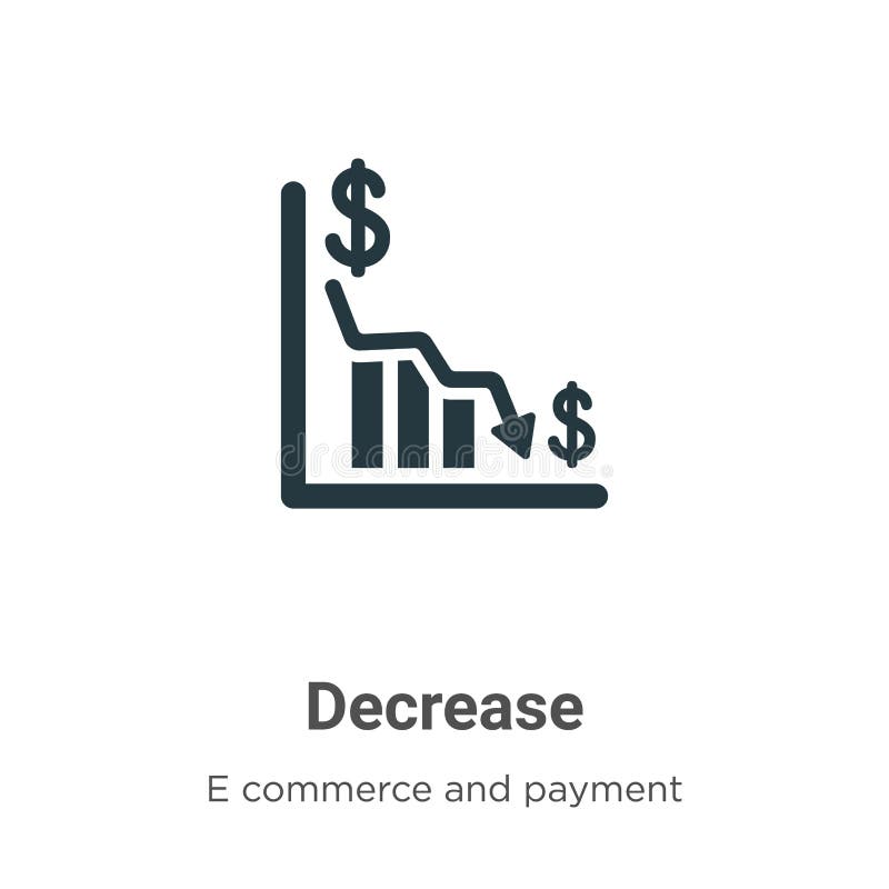 Decrease Vector Icon on White Background. Flat Vector Decrease Icon Symbol Sign from Modern E ...