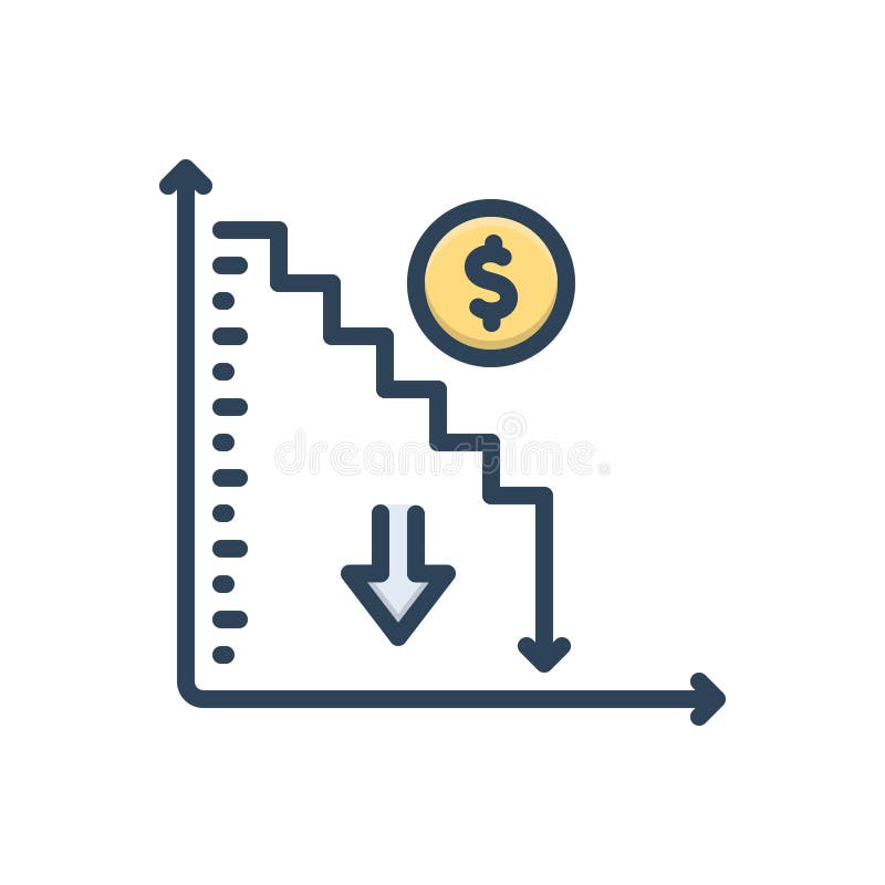 Color Illustration Icon for Decreased, Reduced and Analysis Stock ...