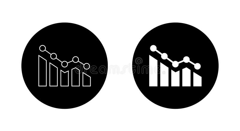 Decreasing Bar Chart Icon on Black Circle. Market Crash Concept Stock ...