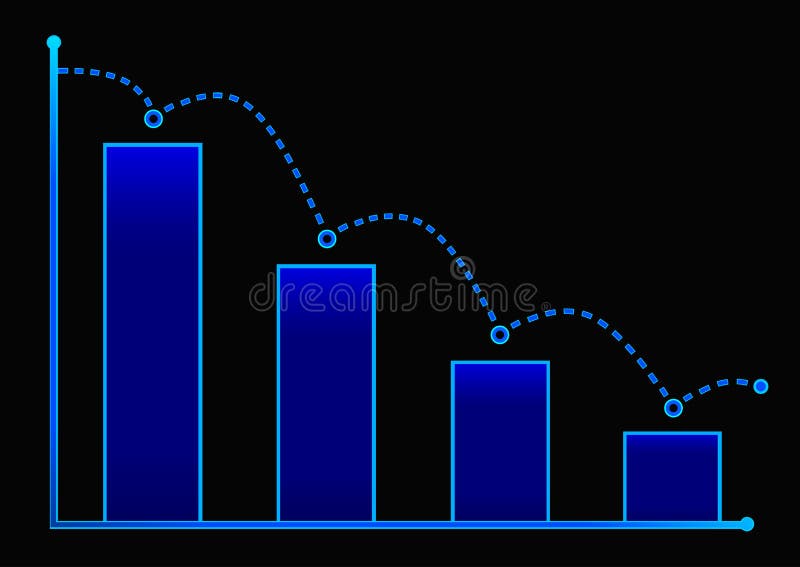 Decreasing Bar Graph with Blue Arrow . Isometric Bar Graph with Two ...
