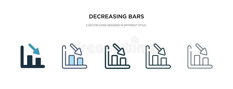 Decreasing Bars Chart Icon in Different Style Vector Illustration. Two ...