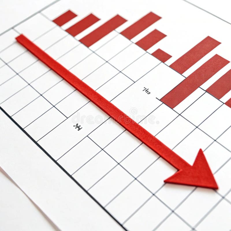 Decreasing Chart with Arrow Isolated on White Background Stock ...