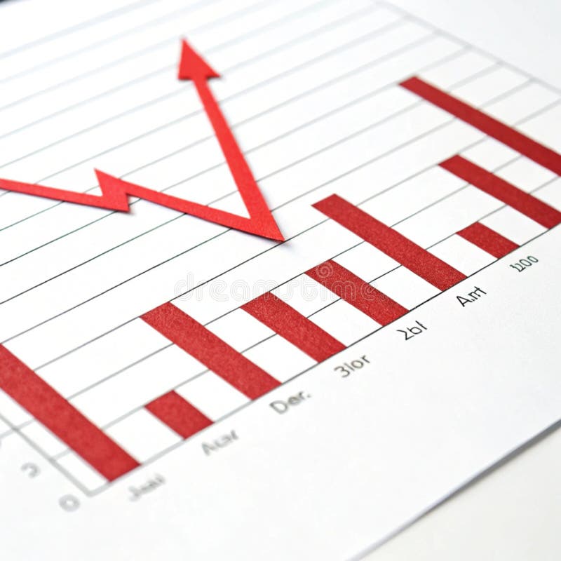 Decreasing Chart with Red Arrow Stock Illustration - Illustration of ...