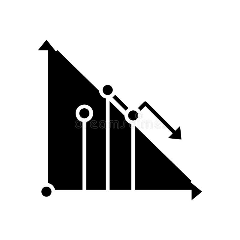 Decreasing Data Black Icon, Concept Illustration, Vector Flat Symbol ...