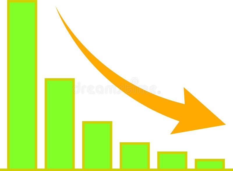 Decreasing graph and arrow stock vector. Illustration of vector - 198201791