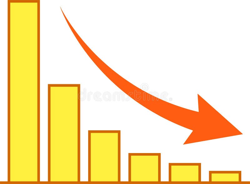 Decreasing graph and arrow stock vector. Illustration of vector - 198201791