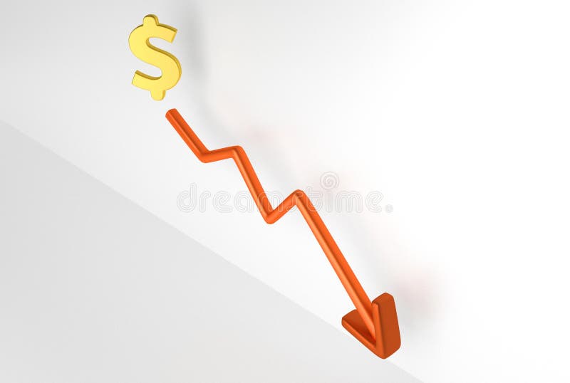 Decreasing Graph with Dollar Symbol Stock Illustration - Illustration ...