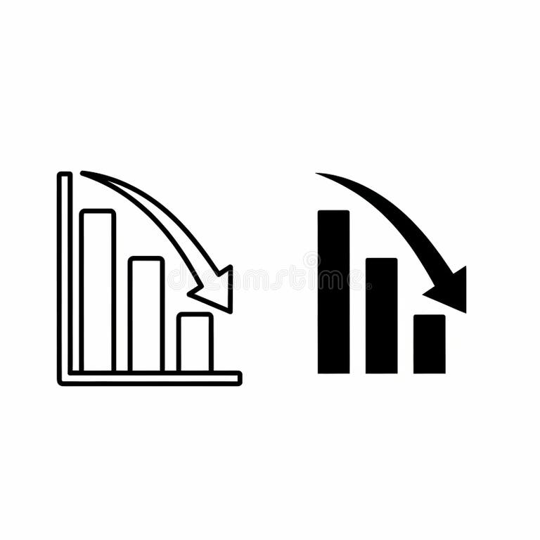 Decreasing Graph Icon Set stock illustration. Illustration of diagram ...