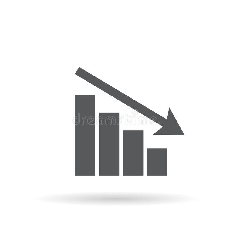 Decreasing Graph Icon Vector Isolated on White Background. Decrease ...