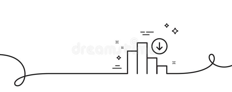 Decreasing Graph Line Icon. Crisis Chart Sign. Continuous Line with ...