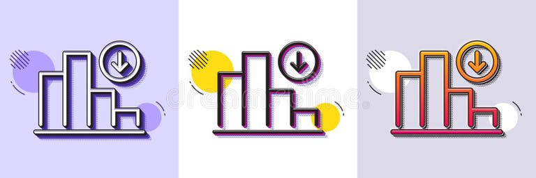 Decreasing Graph Line Icon. Crisis Chart Sign. Halftone Dotted Pattern ...