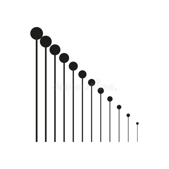 Decreasing Line Graphic. Circle Point Vector. Minimalist Growth Chart ...