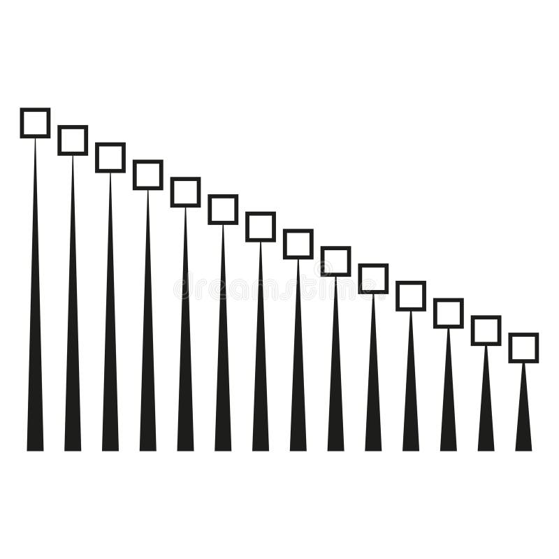 Decreasing Line Graphic. Square Point Vector. Minimalist Progress Chart ...
