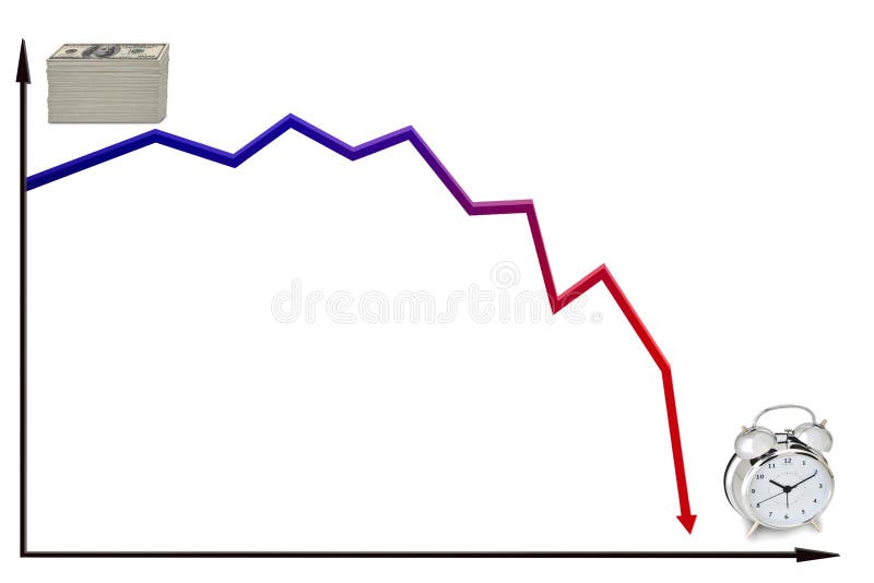 Decreasing money over time stock illustration. Illustration of falling ...