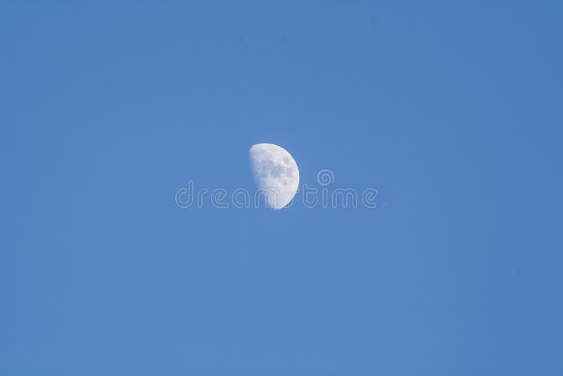 Decreasing Moon on Blue Background Stock Image - Image of celestial ...