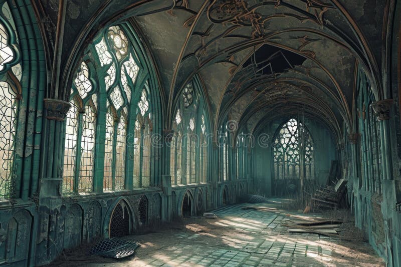 Decrepit Abandoned Gothic Castle. Generate Ai Stock Photo - Image of ...