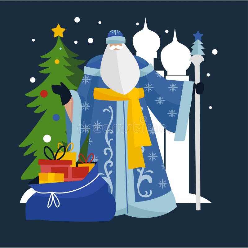 Ded Moroz Concept Flat Vector Design Illustration Stock Vector ...