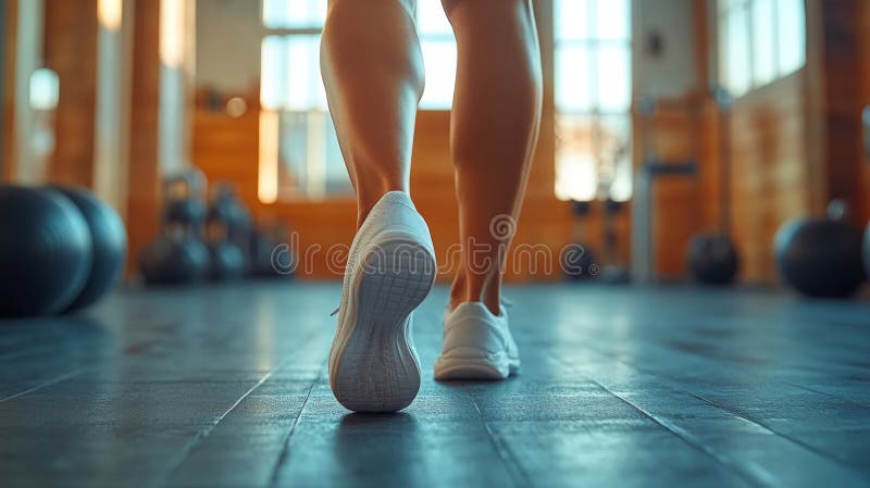 Focused Athlete Walking in a Gym, Preparing for a Workout Session ...