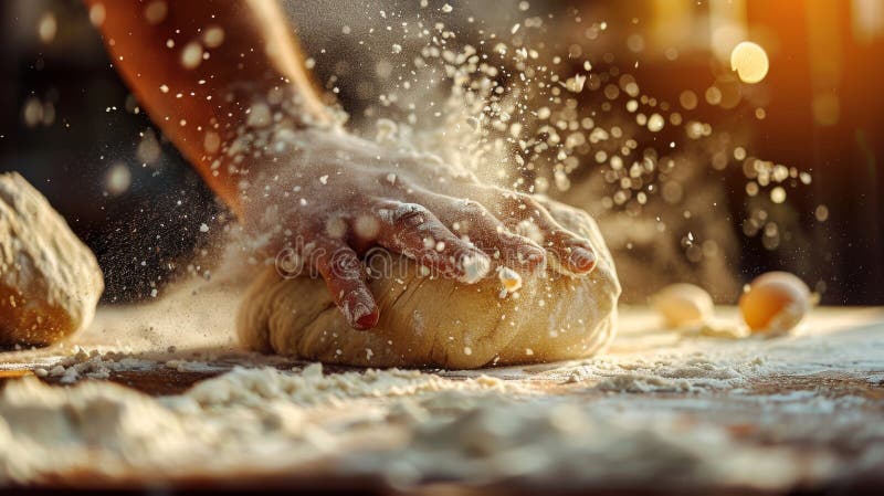 Dedicated Baker Kneading and Shaping Bread Dough with a Dynamic Burst ...