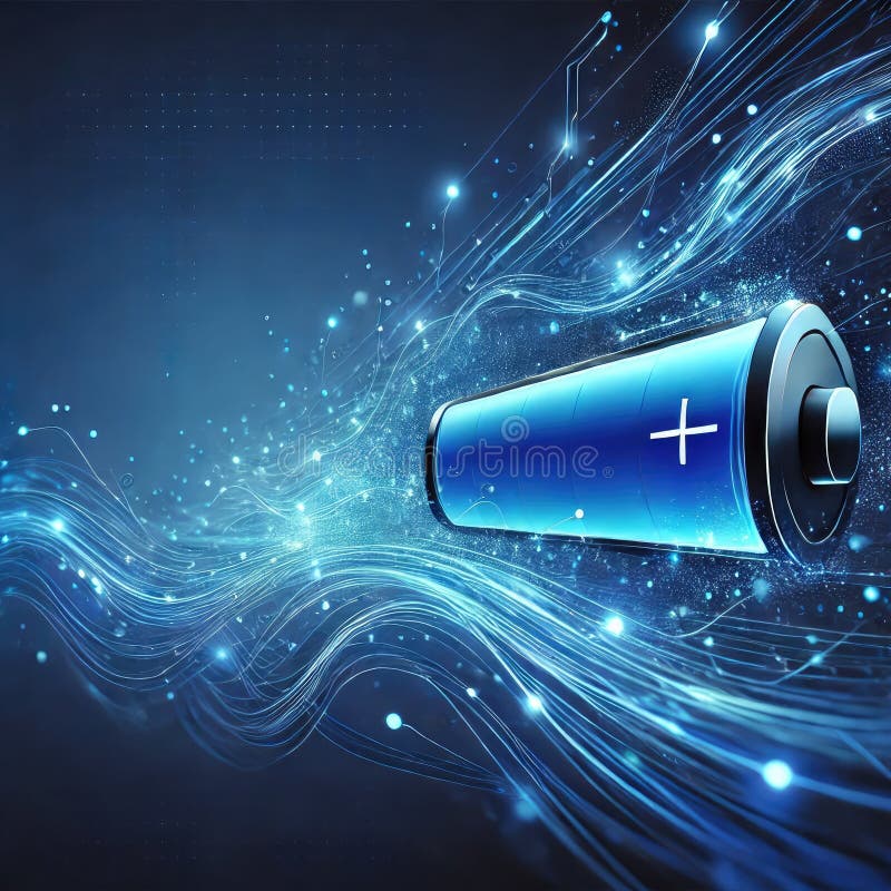 Battery Background Design Dynamic Blue Energy Flow Stock Illustration ...